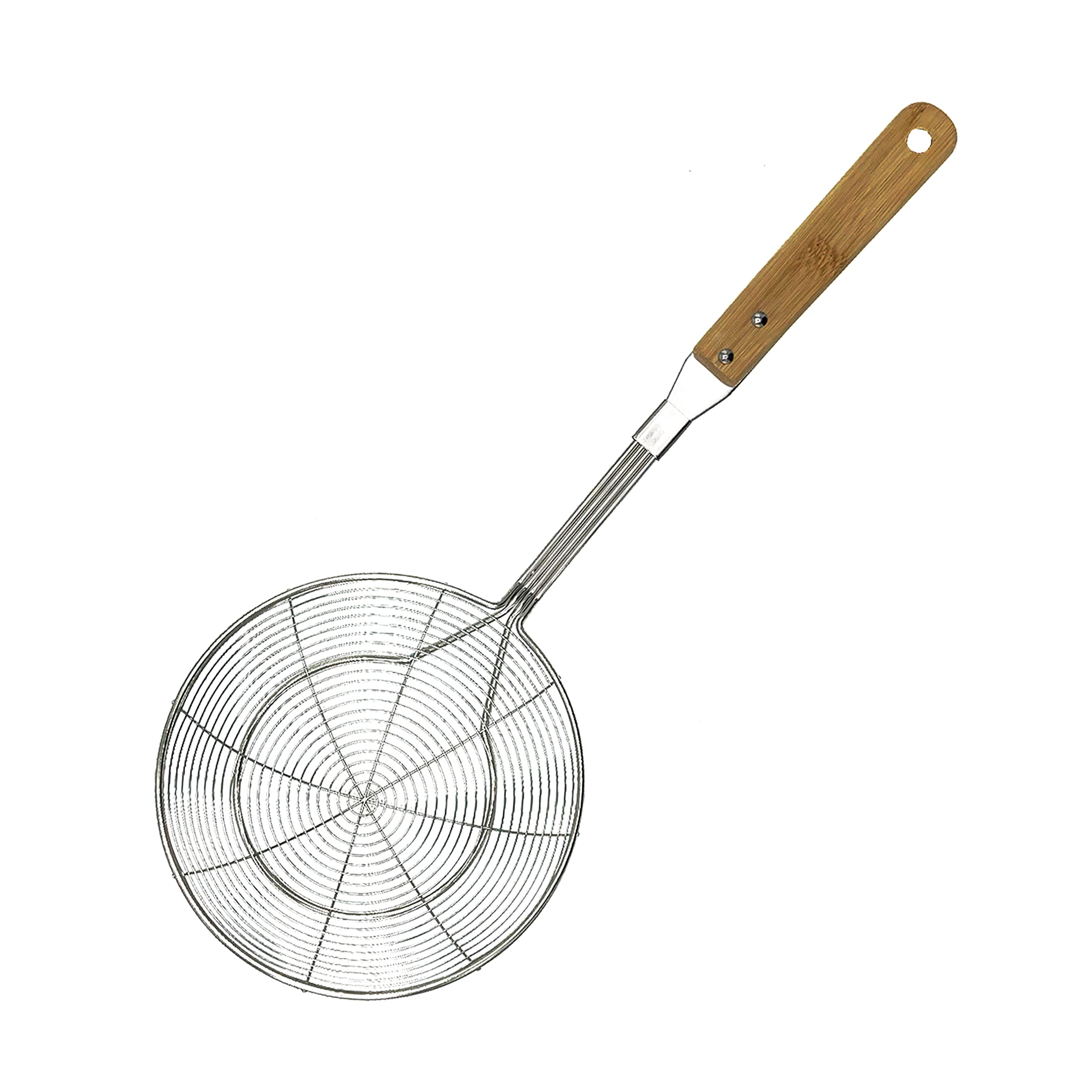 Vivicreate 7 Inch diameter Fine Mesh Strainers Bamboo Handle Premium Stainless Steel Colanders Spider Strainer Sifter Skimmer Spoon Perfect for Sift Strain Vegetables Pastas Tea