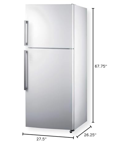 Summit Appliance FF1515W 28" Wide Top Mount Refrigerator-Freezer, Interior LED Lighting, Digital Temperature Control, 13.63 cu.ft Capacity, Frost-free, Open Door Alarm, White Exterior