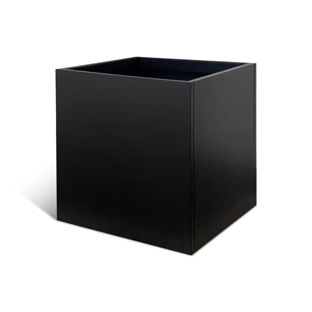 Galvanized Steel Planter Box Black Metal Planter Large Square Indoor Outdoor Planters Cube Steel Heavy Duty Flower Pot 20Inch Powder Coating Modern Commercial Residential for Patio, Deck, Yard, Garden