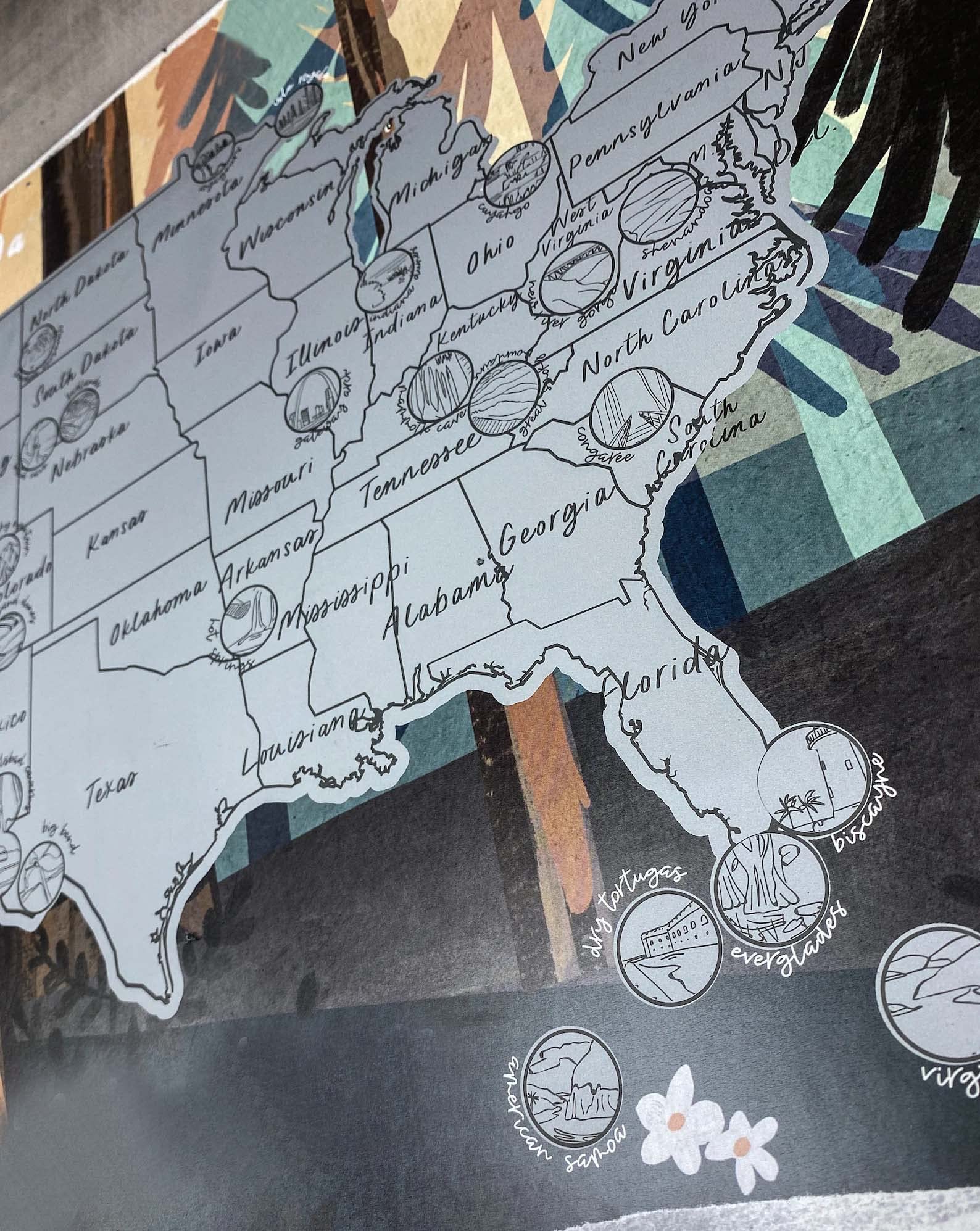 US National Parks Scratch Off Map Scratch Off Map Hand drawn Watercolour United States of America