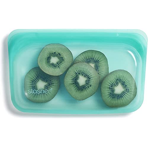 Stasher Silicone Reusable Storage Bag, Stand-Up Mini (Aqua) & Silicone Reusable Storage Bag, Snack (Aqua)