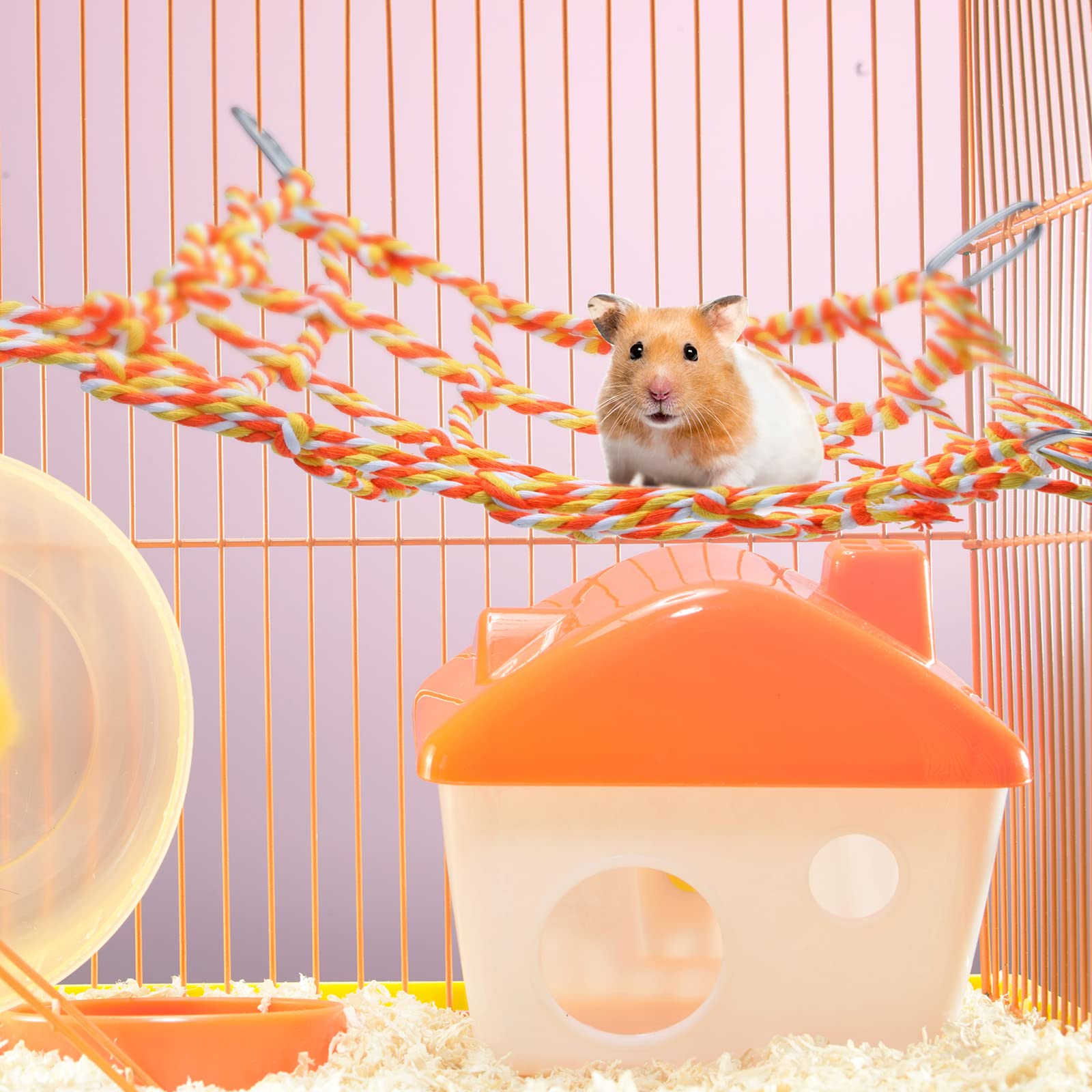 Junkin 3 Pcs Bird Rope Net Rat Climbing Rope Net Pet Hamster Chinchilla Ferret Activity for Small Animal Habitat Decor and Play
