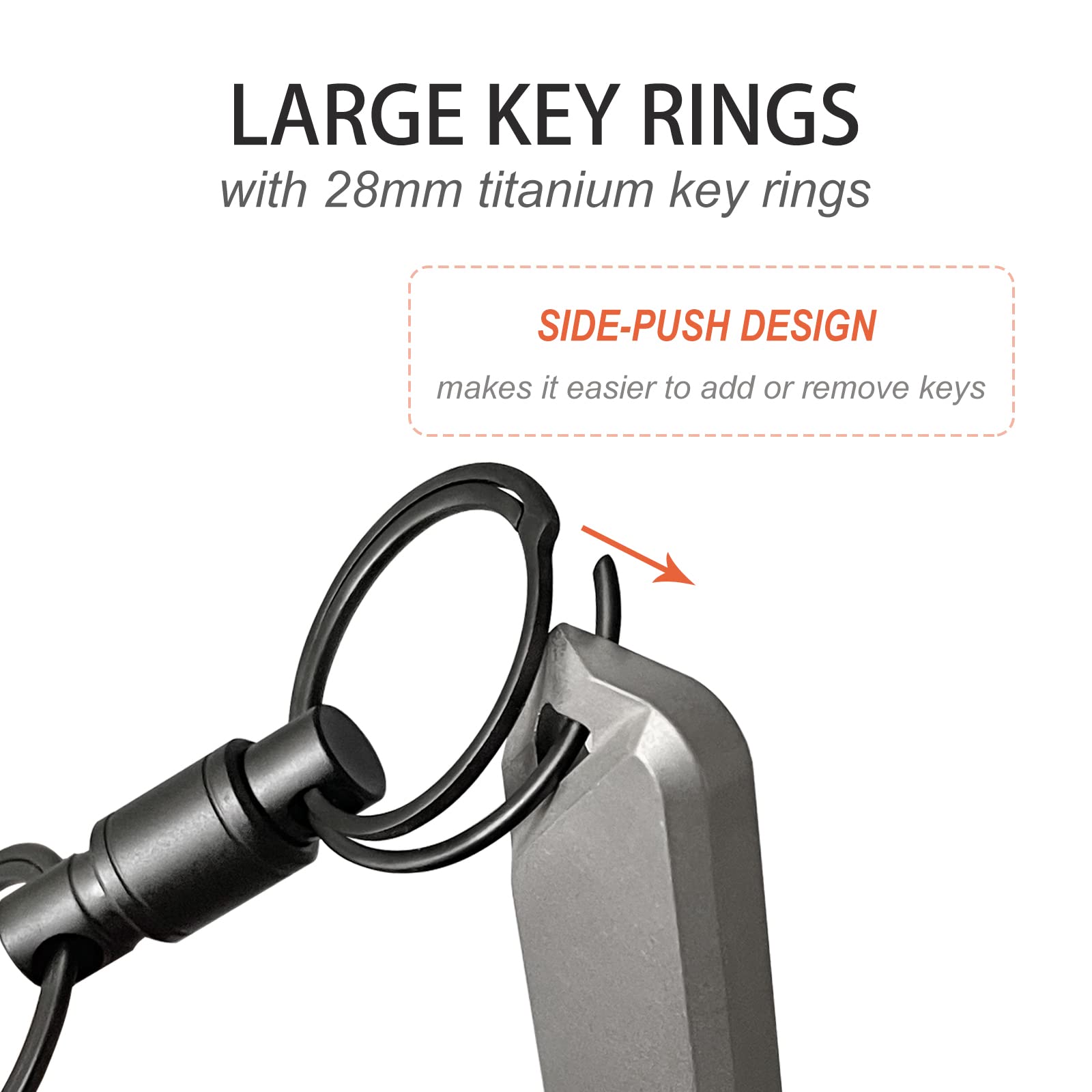 Autuveen Titanium Quick Release Keychain,Detachable Key Ring Quick Disconnect Keychain,Swivel Keychain Accessories for Bag,Purse,Belt(Black)