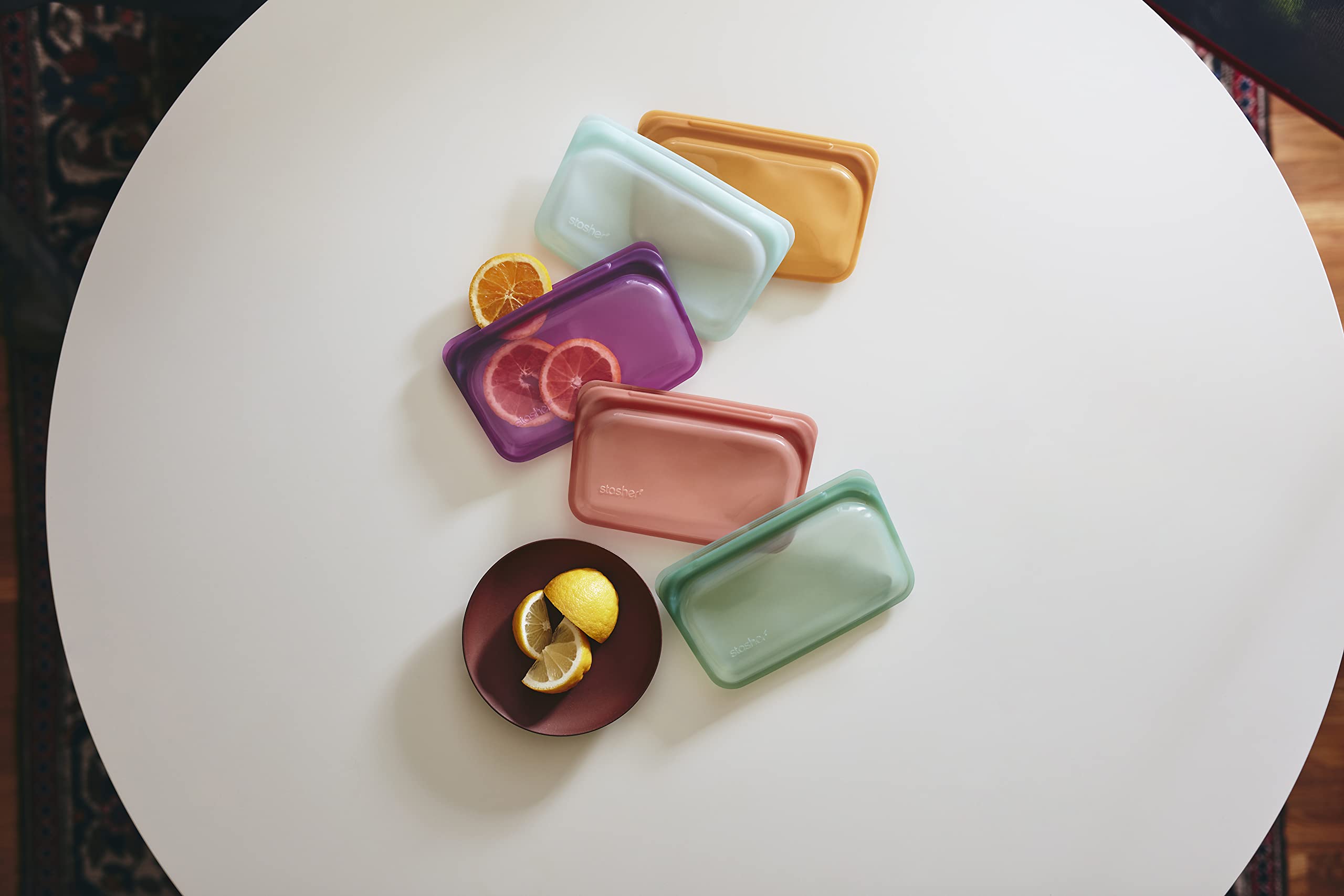 Stasher Silicone Reusable Storage Bag, Stand-Up Mini (Aqua) & Silicone Reusable Storage Bag, Snack (Aqua)