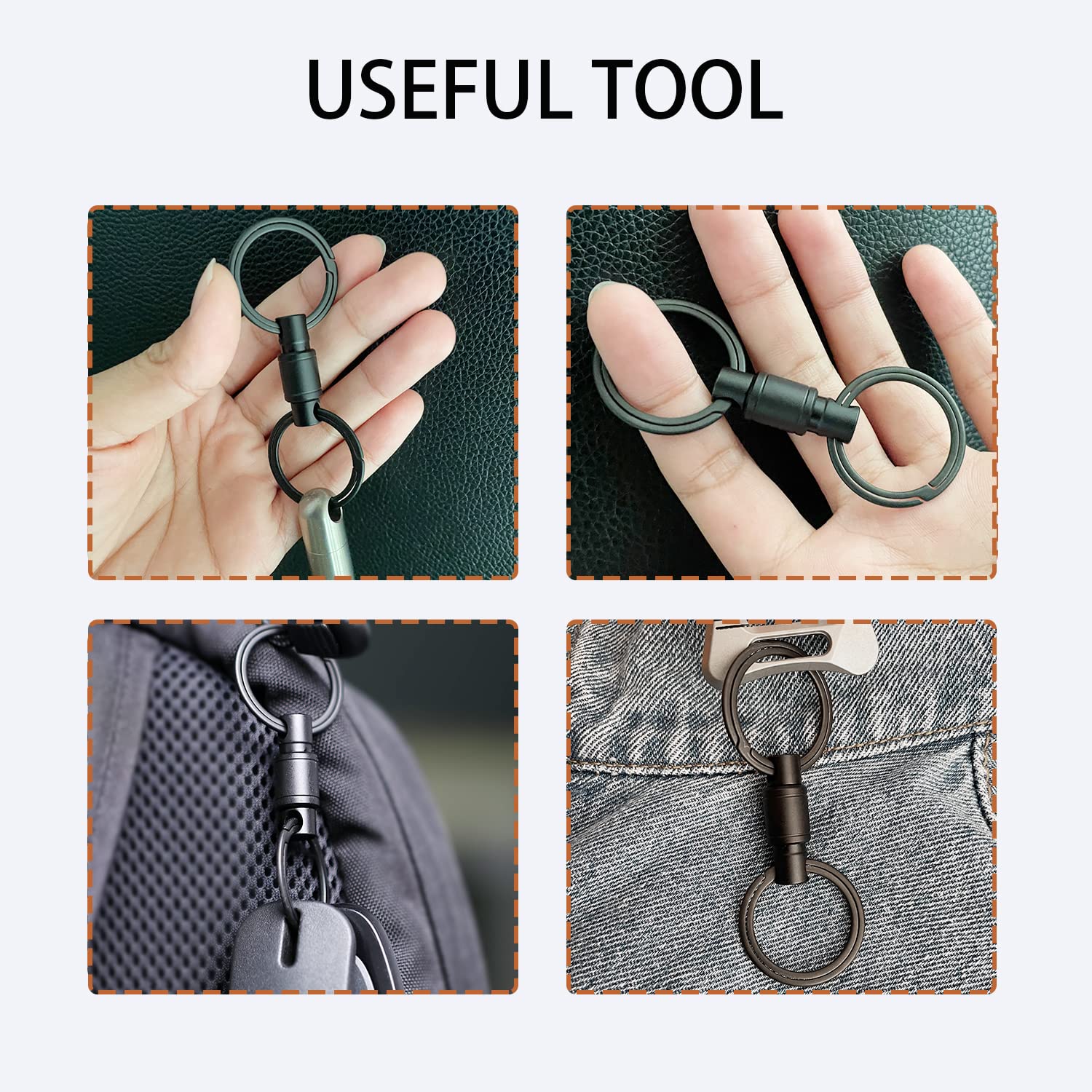 Autuveen Titanium Quick Release Keychain,Detachable Key Ring Quick Disconnect Keychain,Swivel Keychain Accessories for Bag,Purse,Belt(Black)