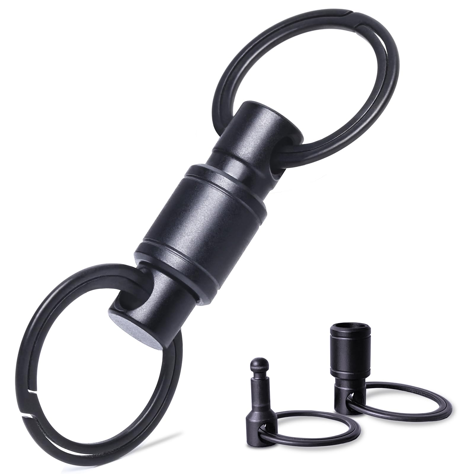 Autuveen Titanium Quick Release Keychain,Detachable Key Ring Quick Disconnect Keychain,Swivel Keychain Accessories for Bag,Purse,Belt(Black)