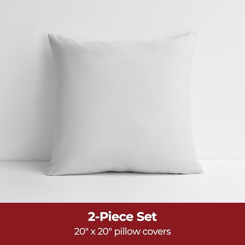 Mellanni Throw Pillow Covers - Pack of 2 Decorative Cover with Hidden Zipper - for Home Decor and Living Room Pillows - Double Brushed Microfiber - Easy Care and Quick Drying (20x20, Light Gray)