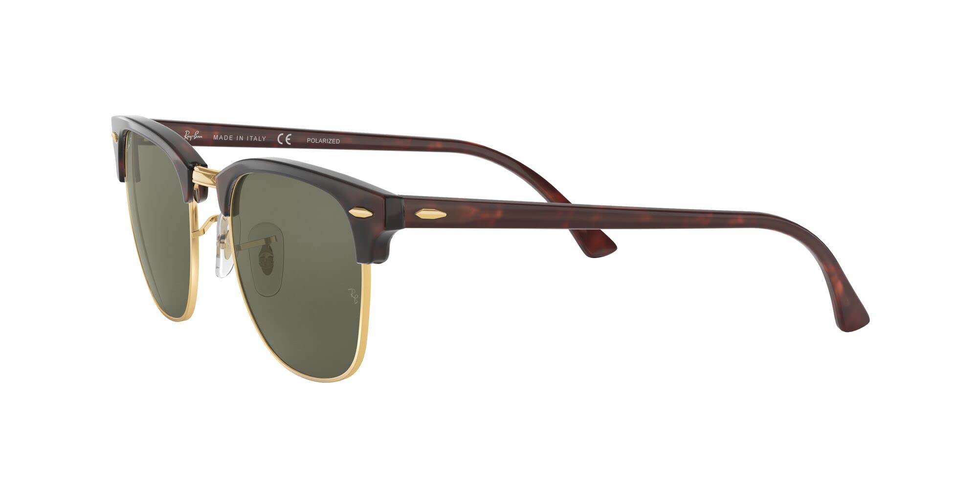 Ray-Ban RB3016 Clubmaster Polarized Square Sunglasses, Red Havana/G-15 Green, 55 mm