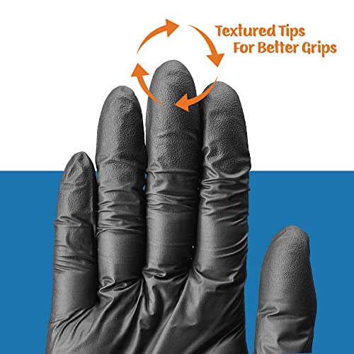 Care Plus Medical Exam Nitrile Gloves Medium Black, Latex Free Powder Free, Non Sterile Exam, Food Safe, Mechanic, 100 Count
