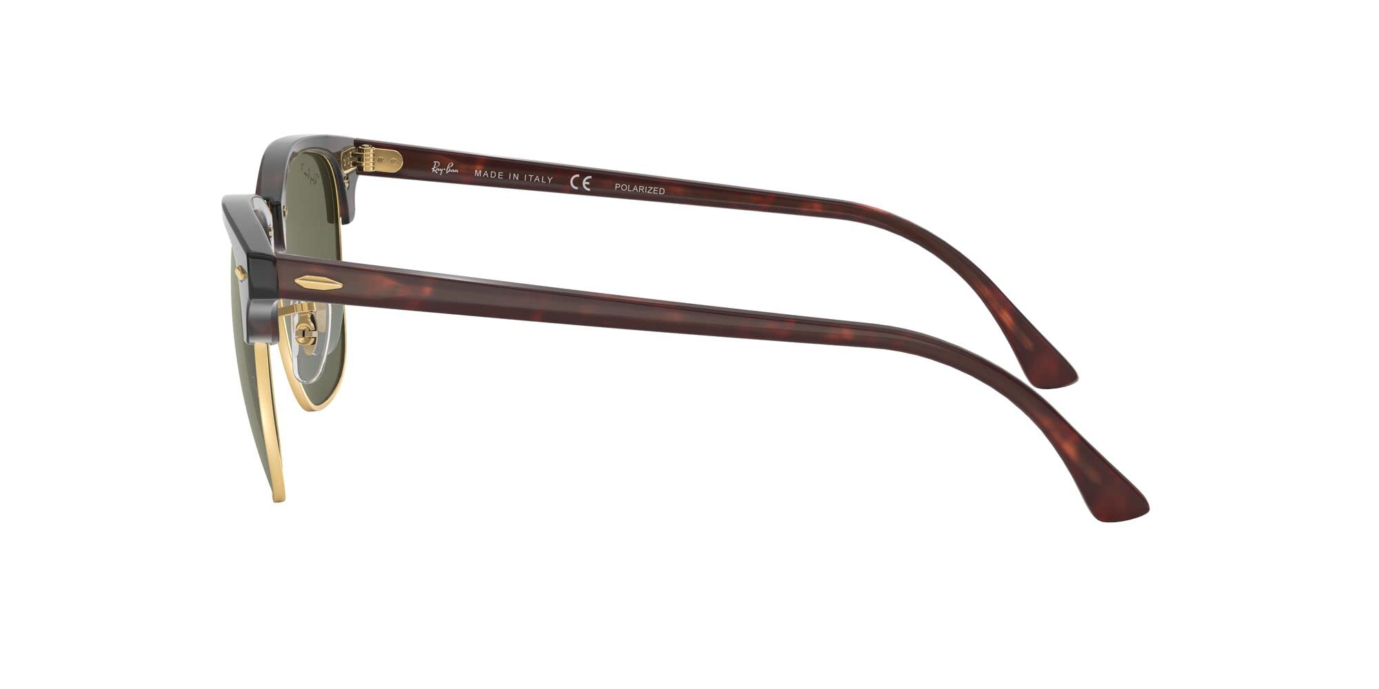 Ray-Ban RB3016 Clubmaster Polarized Square Sunglasses, Red Havana/G-15 Green, 55 mm