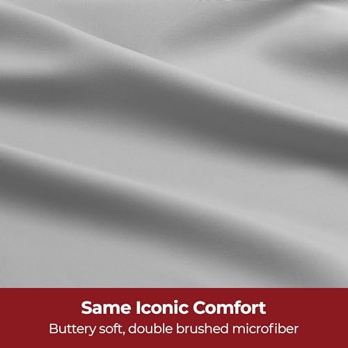 Mellanni Throw Pillow Covers - Pack of 2 Decorative Cover with Hidden Zipper - for Home Decor and Living Room Pillows - Double Brushed Microfiber - Easy Care and Quick Drying (20x20, Light Gray)