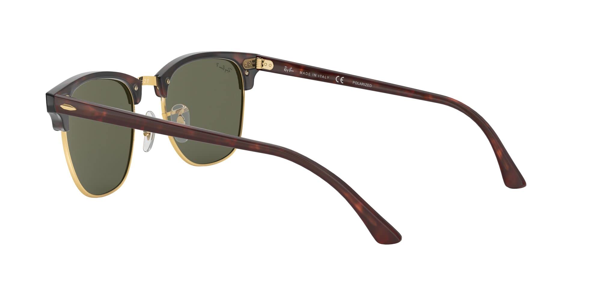 Ray-Ban RB3016 Clubmaster Polarized Square Sunglasses, Red Havana/G-15 Green, 55 mm