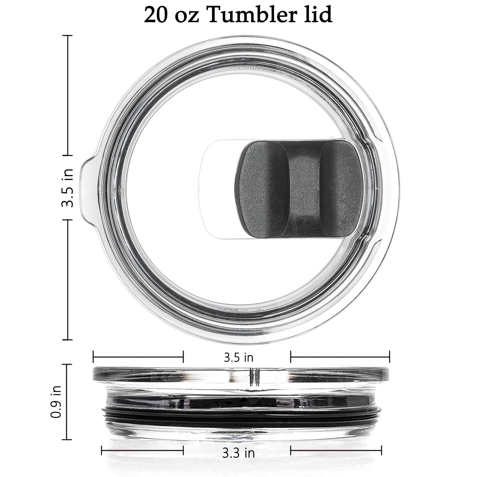20 oz Magnetic Tumbler Lid for Compatible with YETI Rambler, Ozark Trail, Old Style Rtic and More, Magnetic Slider Switch Spill Proof Tumbler Cover (10/20oz Black 1Pcs)