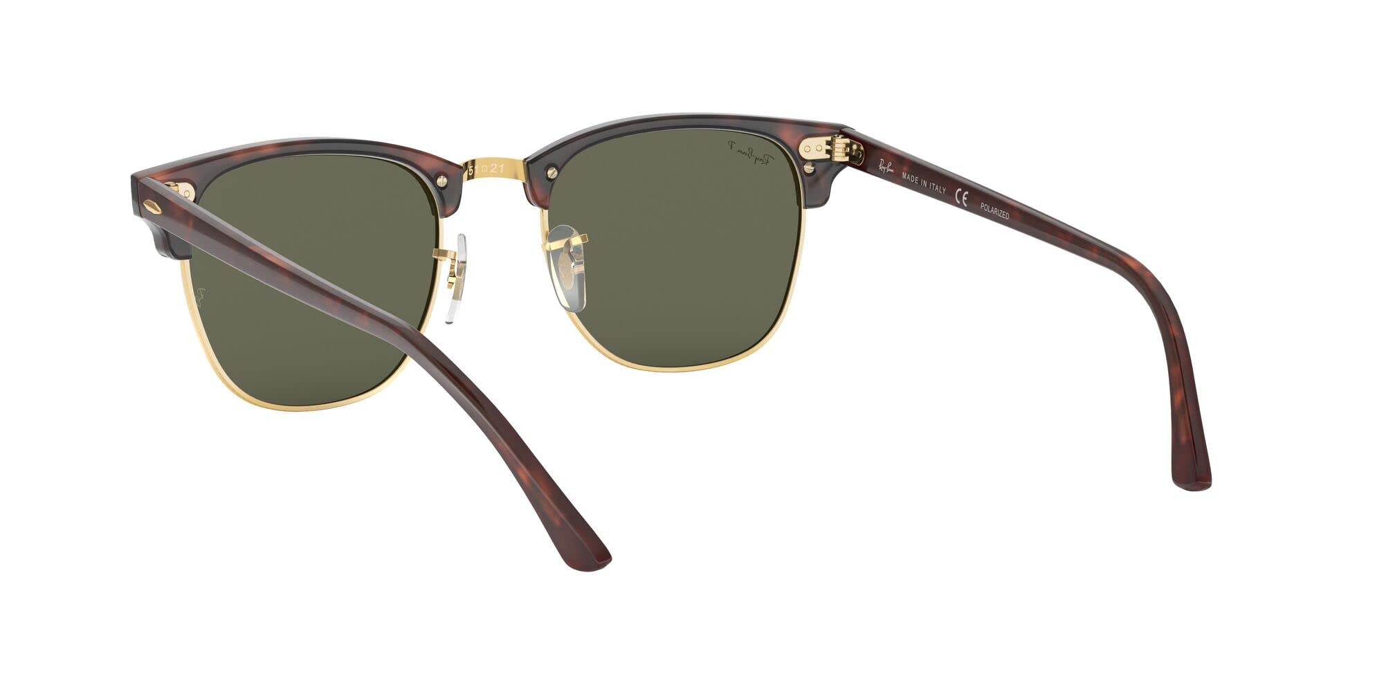 Ray-Ban RB3016 Clubmaster Polarized Square Sunglasses, Red Havana/G-15 Green, 55 mm