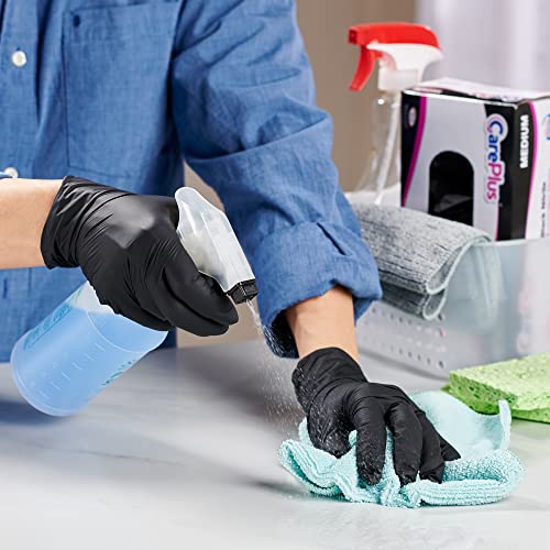Care Plus Medical Exam Nitrile Gloves Medium Black, Latex Free Powder Free, Non Sterile Exam, Food Safe, Mechanic, 100 Count