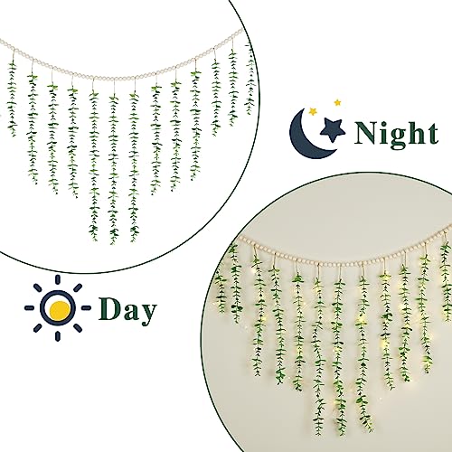 Yastouay Clearance 40" Artificial Eucalyptus Hanging Wall Decor with 6.56Ft Light Boho Wall Decor Wooden Beads Garland Fake Eucalyptus Plant Faux Fake Greenery Vines for Bathroom Bedroom Nursery