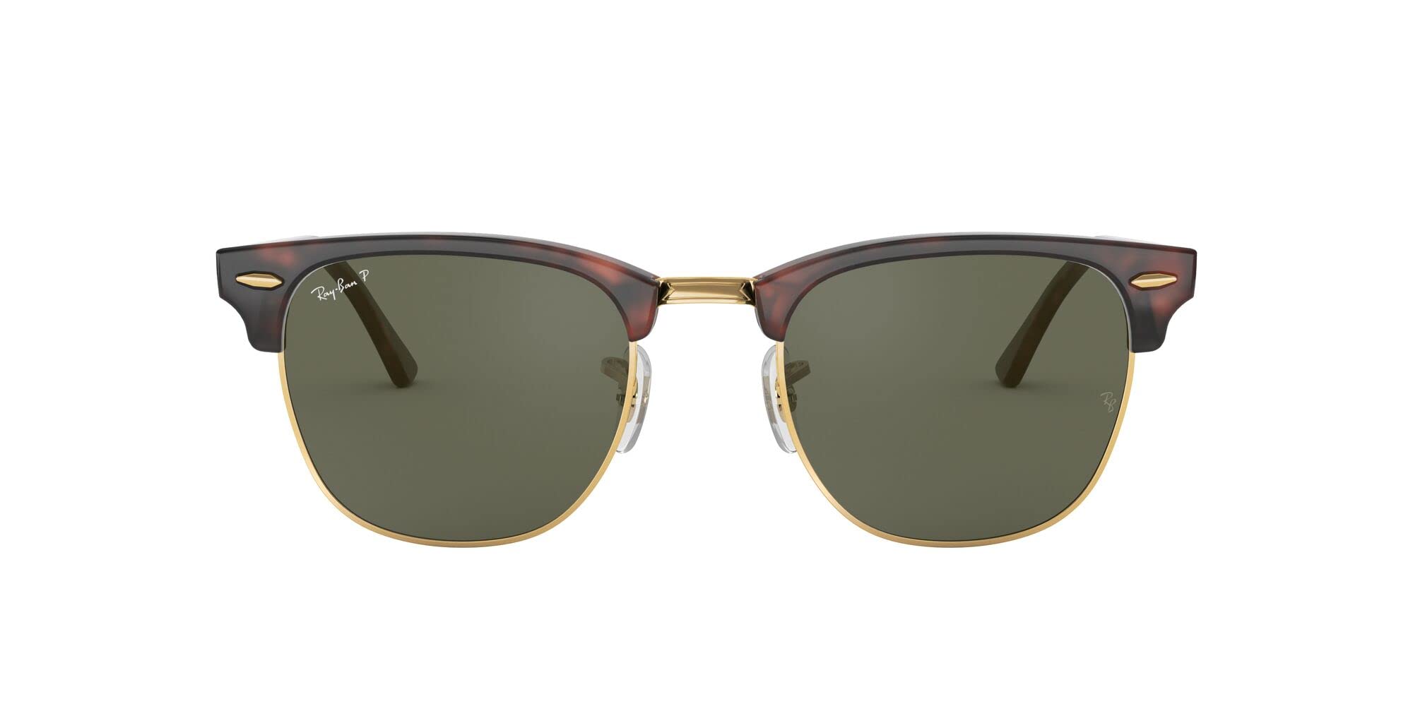 Ray-Ban RB3016 Clubmaster Polarized Square Sunglasses, Red Havana/G-15 Green, 55 mm