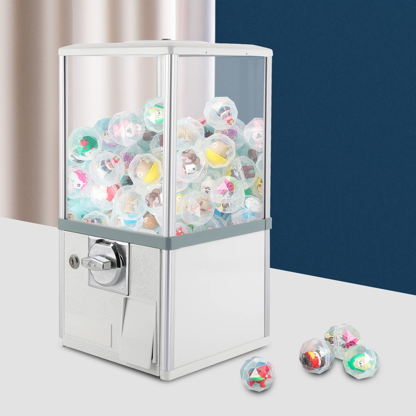 Vending Machine, 21" Height Candy Gumball Machine, Huge Load Capacity Gumball Bank, Candy Vending Machine for 1.18-2.17in Gadgets, Perfect for Game Stores and Retail Stores