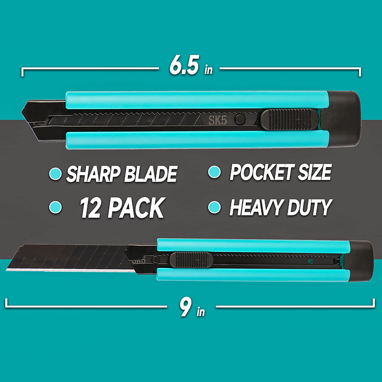 RVOGJP Premium Utility Knife, 1PC Retractable All Metal Heavy Duty Box Cutter, Quick Change Blade Razor Knife, with 3 Extra Blades