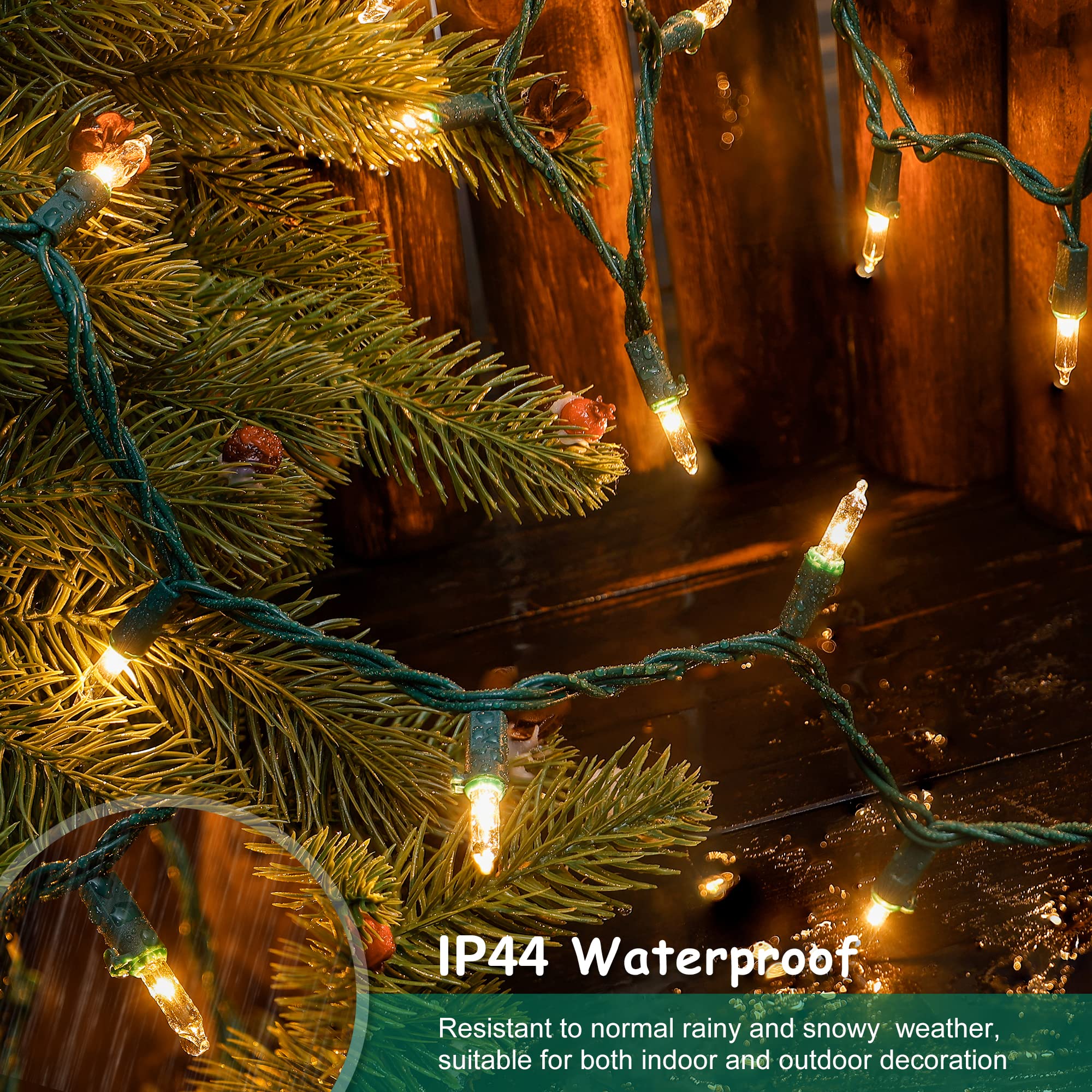 HEYFUNi Clear Christmas Lights 50Count 13Feet White Christmas Tree Lights Set, Incandescent Bulb Mini String Lights for Indoor Outdoor Tree Party Weeding Home Xmas Holiday Decorations,Green Wire