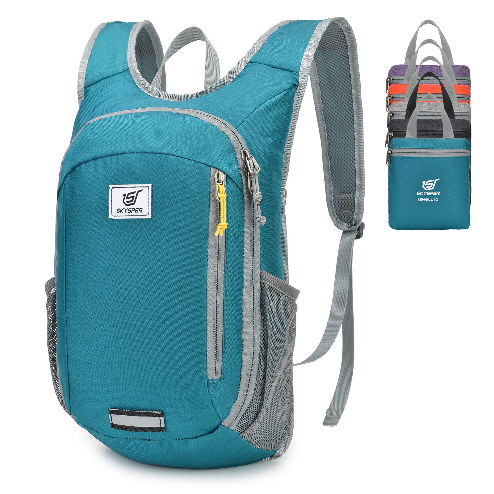 SKYSPER Small Daypack 10L Hiking Backpack Packable Lightweight Travel Day Pack for Women Men(Cyan)