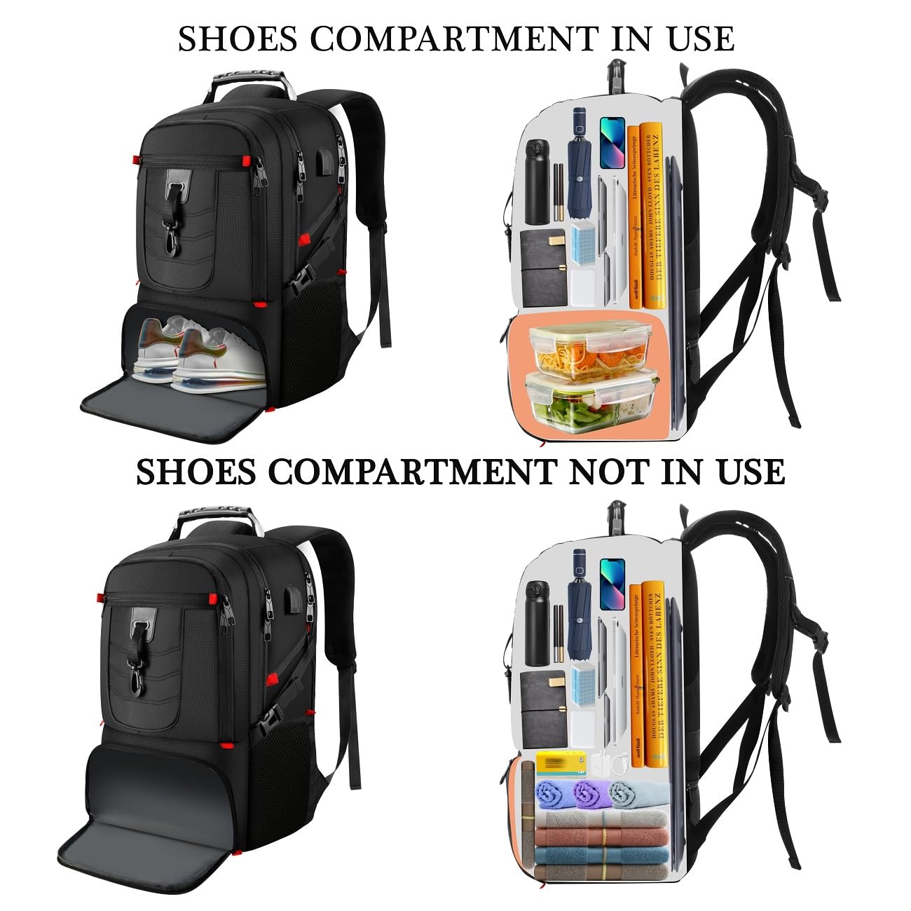 YAMTION Boys School Backpack with Shoe Compartment,Gym Backpack with 17.3in Laptop Compartment for Men Women,Teens Bookbag College Students Travel Mochilas Escolares para Adolescentes