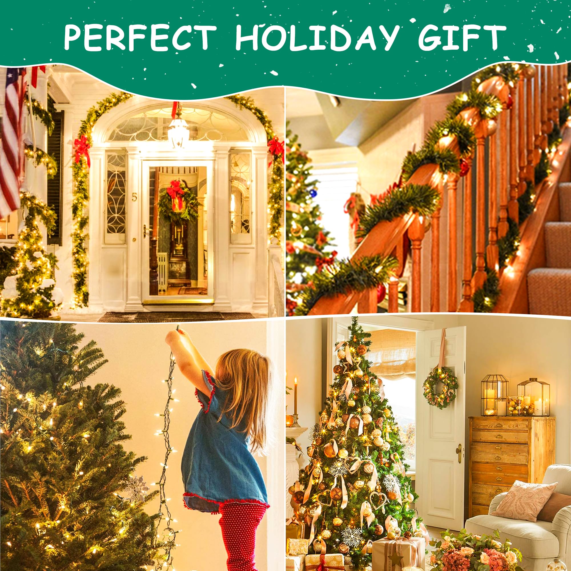 HEYFUNi Clear Christmas Lights 50Count 13Feet White Christmas Tree Lights Set, Incandescent Bulb Mini String Lights for Indoor Outdoor Tree Party Weeding Home Xmas Holiday Decorations,Green Wire