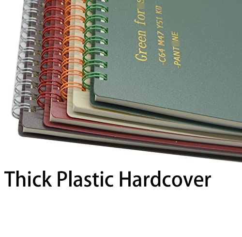 Yansanido Top Bound Spiral Notebook, 4 Pcs B5 Thick Plastic Hardcover 7mm College Ruled 4 Color 80 Sheets -160 Pages Journals for Study, Work, Travel and Notes (Dark Color)