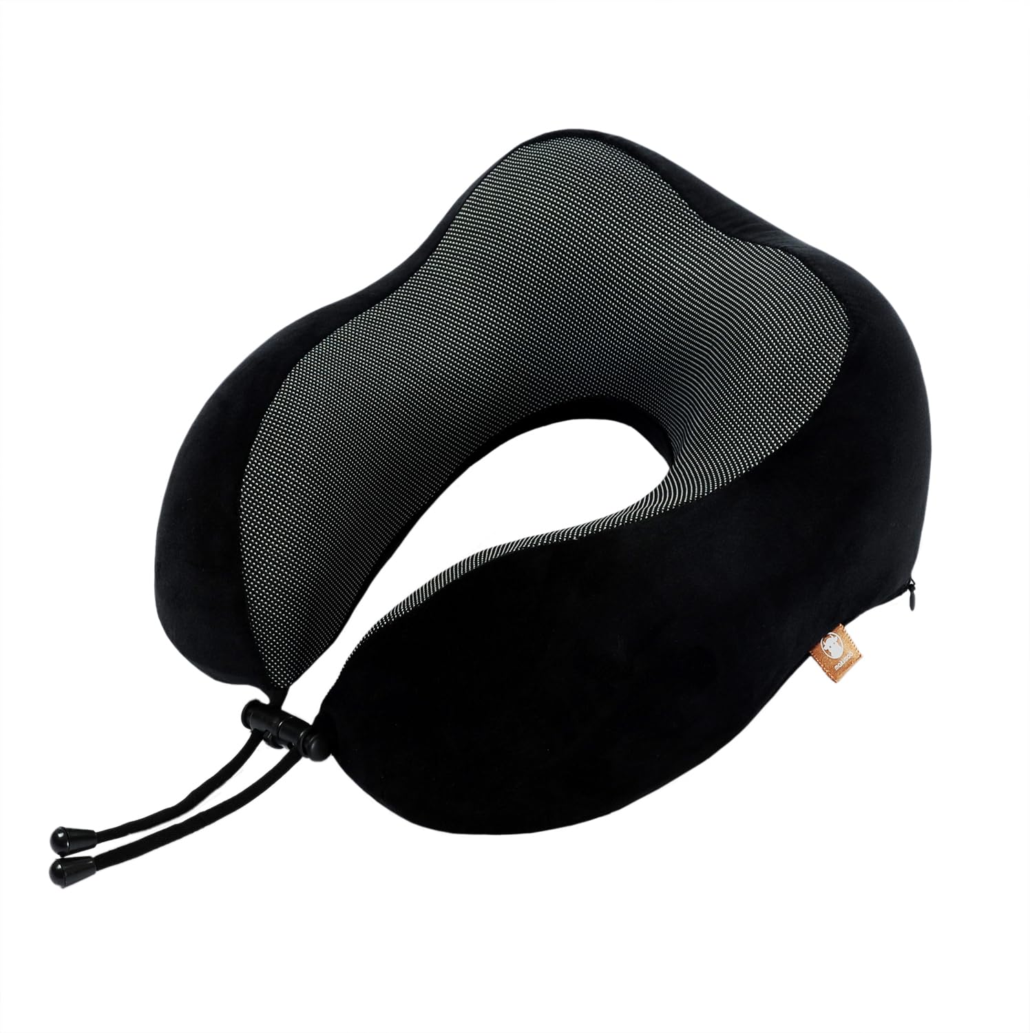 Makimoo Memory Foam Travel Pillow, Neck Pillow with 360-Degree Head Support, Comfortable and Lightweight, Ideal for Sleeping on Airplane, Car, Train, Bus and Home Use, Comes with Storage Bag (Black)