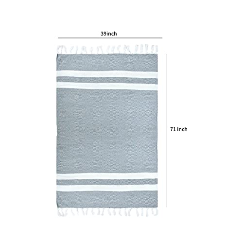 NakedCloud Turkish Beach Towel with Storage Bag 39 x 71 Inches, Quick Dry Diamond Weave Cotton Towel Blanket for Bath,Beach,Pool,Lightweight Large Oversized Turkish Beach Blanket(Grey)