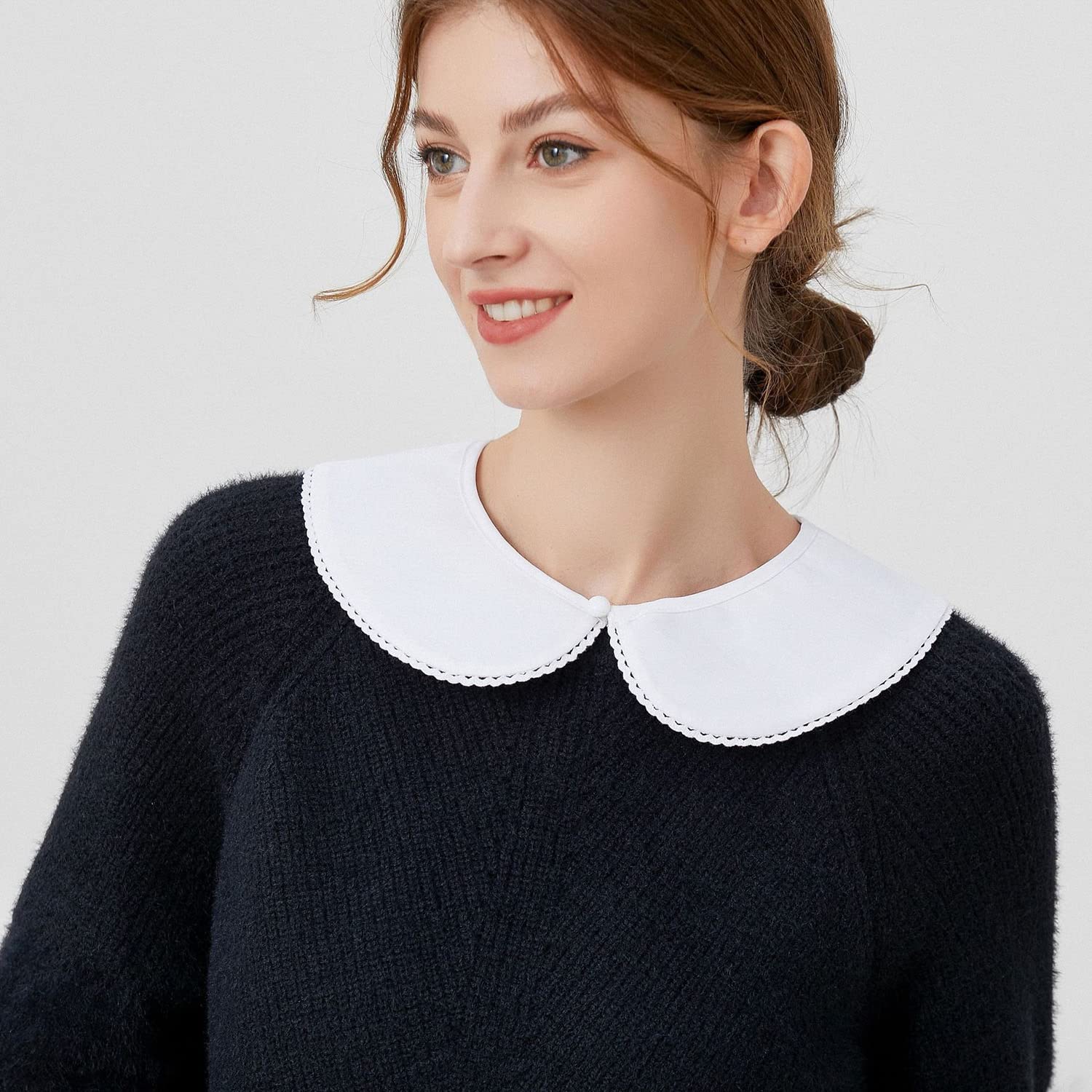 Booluee Fake Collar Detachable Dickey Collar Blouse Half Shirts Doll Collar Peter Pan Faux False Collar for Women Girls 111 White