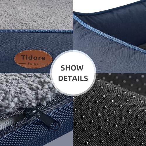 Tidore Orthopedic Dog Beds for Small/Medium Dogs,Comfortable Egg-Crate Foam Sofa Pet Bed with Washable Removable Cover,Waterproof Lining and Nonskid Bottom Mat (Medium, Light Blue)