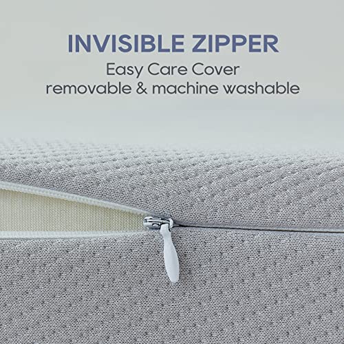 Cube Pillow for Side Sleepers (24"x12"x6", Extra Thick), Memory Foam Rectangle Pillow Support Neck and Shoulder for Pain Relief, Bed Pillow for Sleeping with Removable Cover - King, Queen|Gray