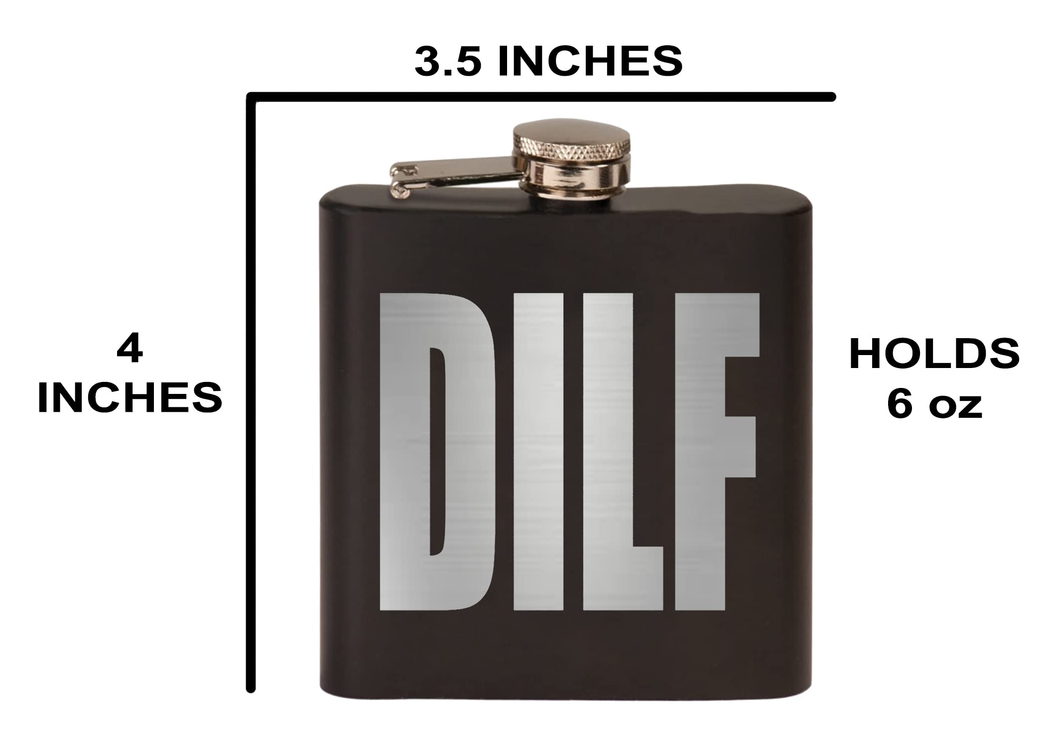 Rogue River Tactical Funny DILF Stainless Steel Hip Flask Premium Matte Black Makes a Great Gift For Him Dad Father Gag Joke Gift