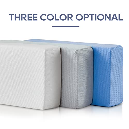 Cube Pillow for Side Sleepers (24"x12"x6", Extra Thick), Memory Foam Rectangle Pillow Support Neck and Shoulder for Pain Relief, Bed Pillow for Sleeping with Removable Cover - King, Queen|Gray