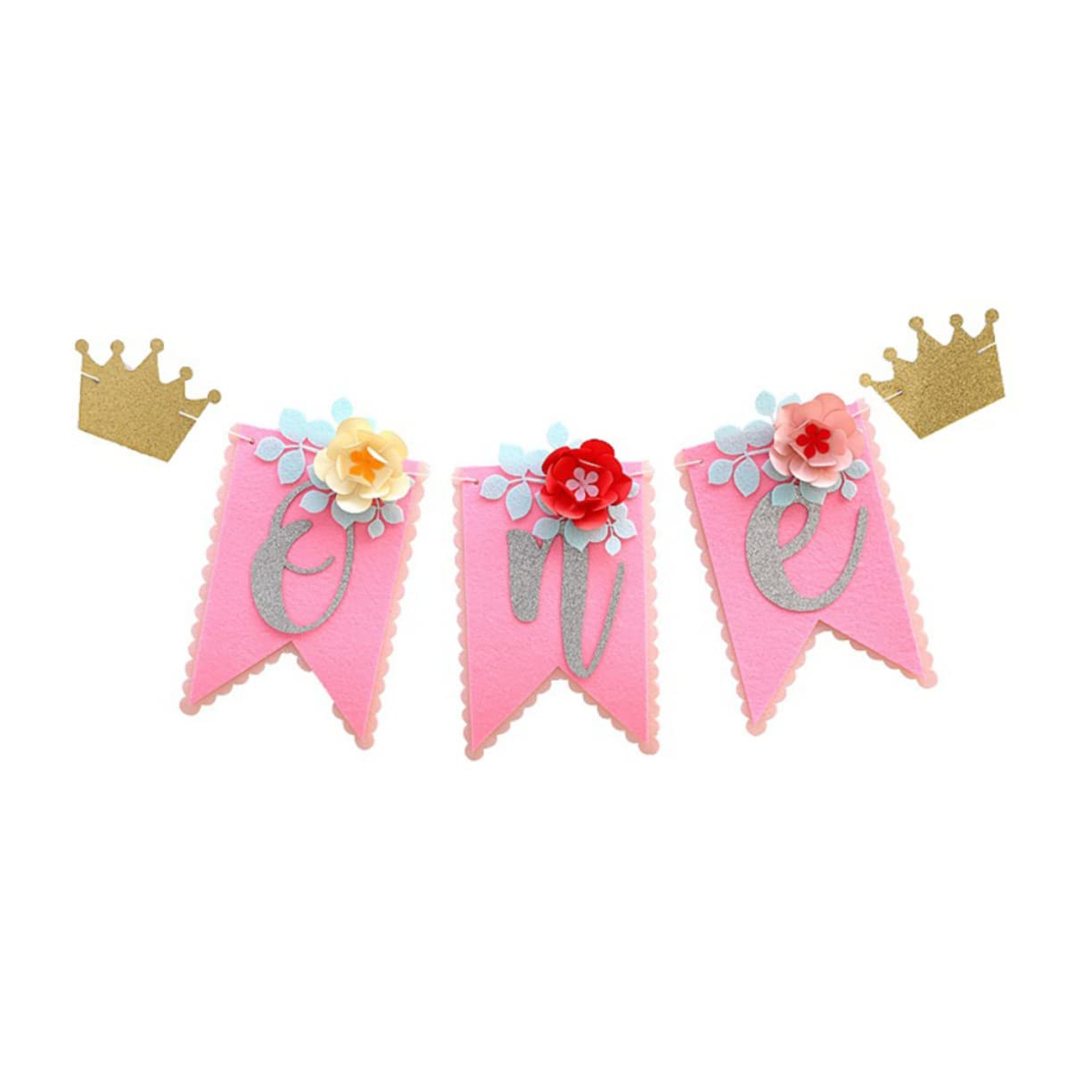 ifundom Girl High Chair High Chair Decoration Baby Birthday Decor Bunting Garland One Birthday Party Banner One Birthday Highchair Garland 1st Birthday Ribbon Baby Girl Three-dimensional