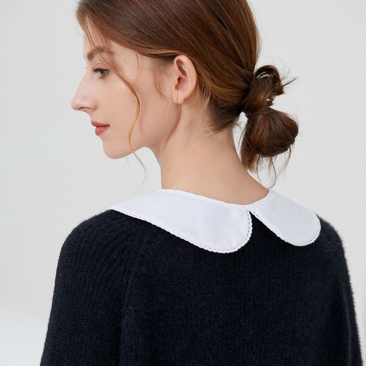 Booluee Fake Collar Detachable Dickey Collar Blouse Half Shirts Doll Collar Peter Pan Faux False Collar for Women Girls 111 White