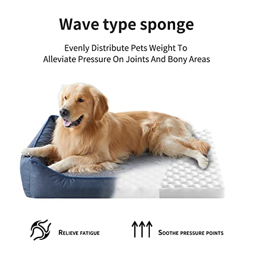 Tidore Orthopedic Dog Beds for Small/Medium Dogs,Comfortable Egg-Crate Foam Sofa Pet Bed with Washable Removable Cover,Waterproof Lining and Nonskid Bottom Mat (Medium, Light Blue)