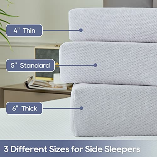 Cube Pillow for Side Sleepers (24"x12"x6", Extra Thick), Memory Foam Rectangle Pillow Support Neck and Shoulder for Pain Relief, Bed Pillow for Sleeping with Removable Cover - King, Queen|Gray