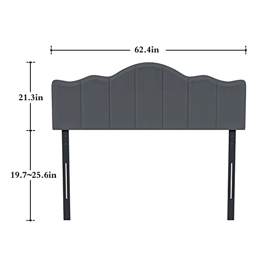 YENING Queen Size Headboard Only Queen Bed Headboards Fabric Cabeceras De Cama, Height Adjustable, Grey