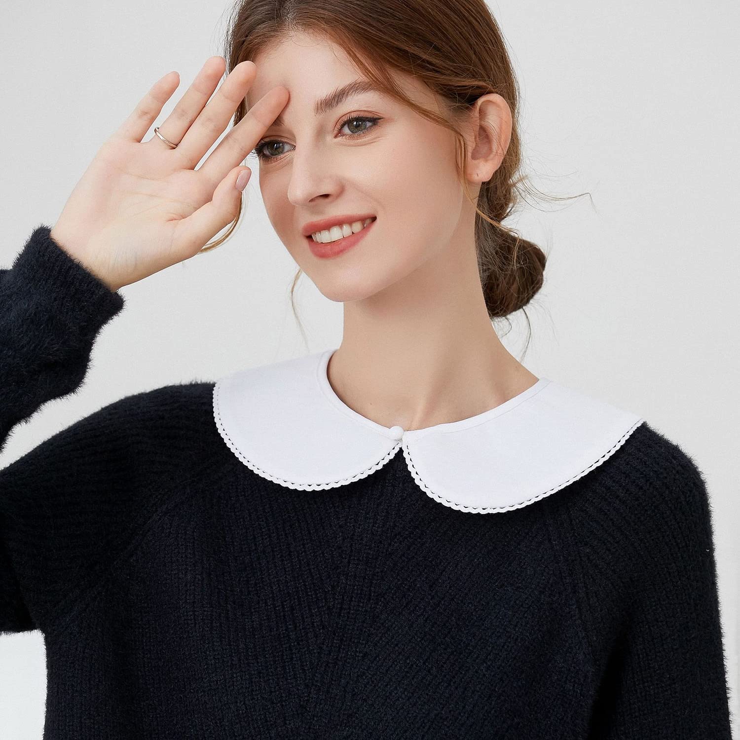 Booluee Fake Collar Detachable Dickey Collar Blouse Half Shirts Doll Collar Peter Pan Faux False Collar for Women Girls 111 White