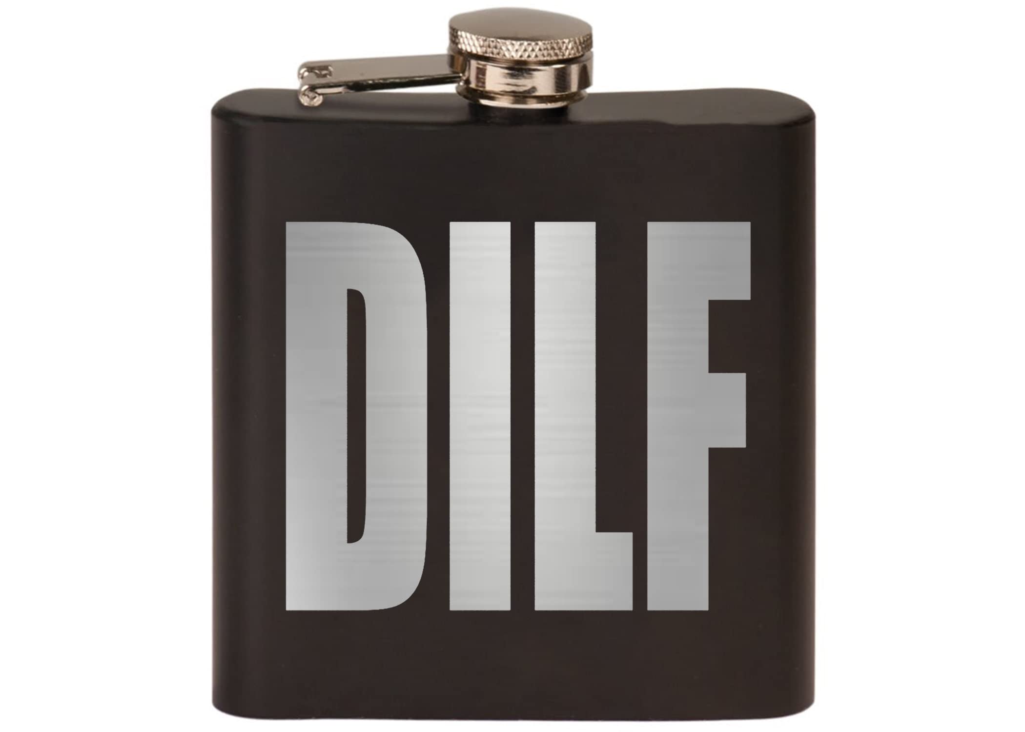 Rogue River Tactical Funny DILF Stainless Steel Hip Flask Premium Matte Black Makes a Great Gift For Him Dad Father Gag Joke Gift