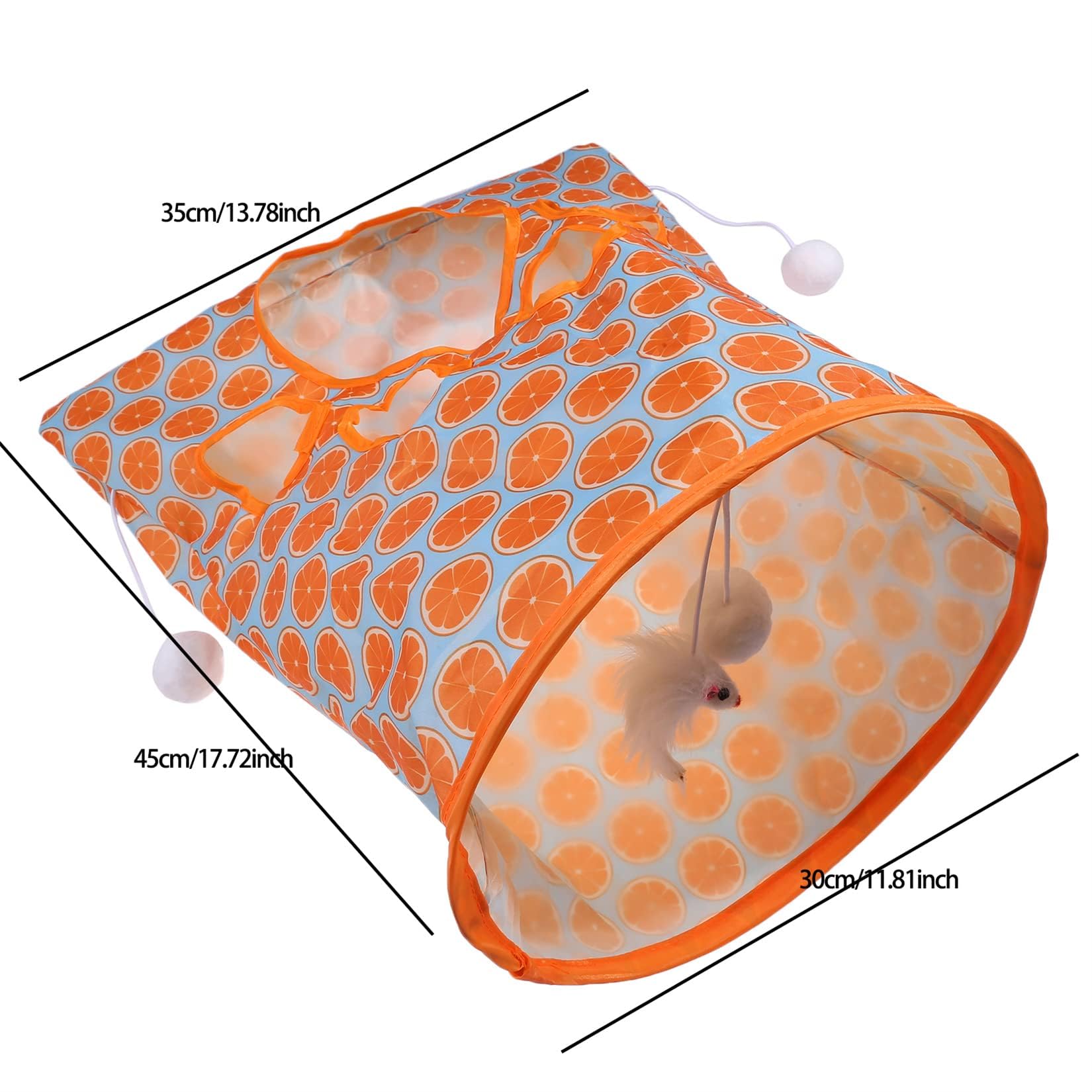 Cat Tunnel Bags for Indoor Cats, 2024 New Cat Self Interactive Toys, Crinkle Paper Collapsible Interactive Pet Cat Tubes with Plush Ball,Orange