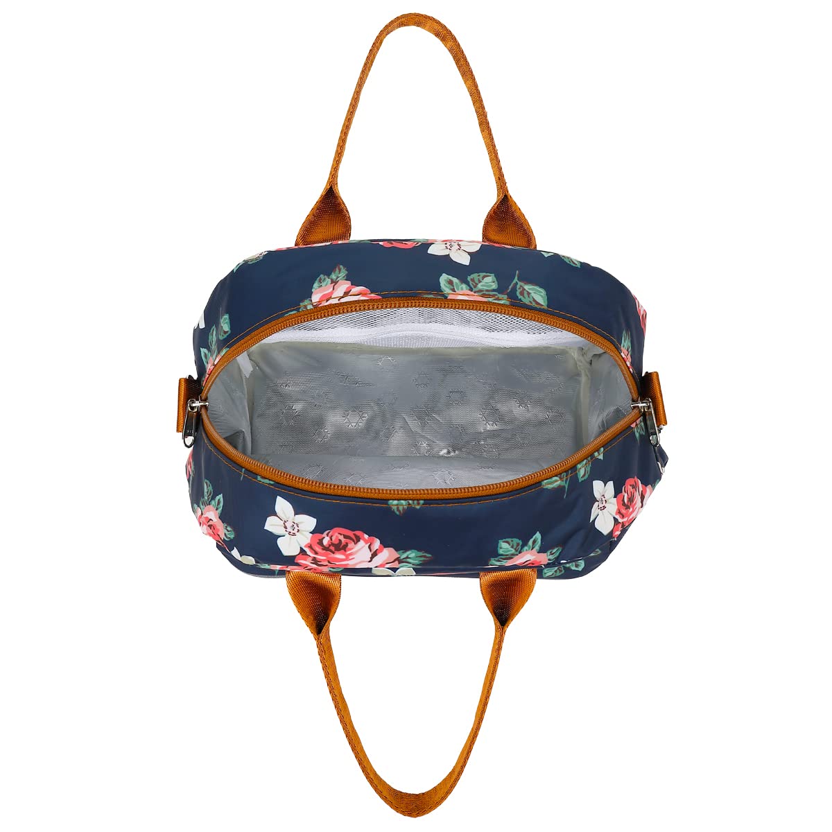 FlowFly Insulated Lunch Bag With Shoulder Strap for Women, Men, and Kids, Large and Reusable, Handle, Freezable Work and School Travel Tote and Meal Prep Organizer,Peony