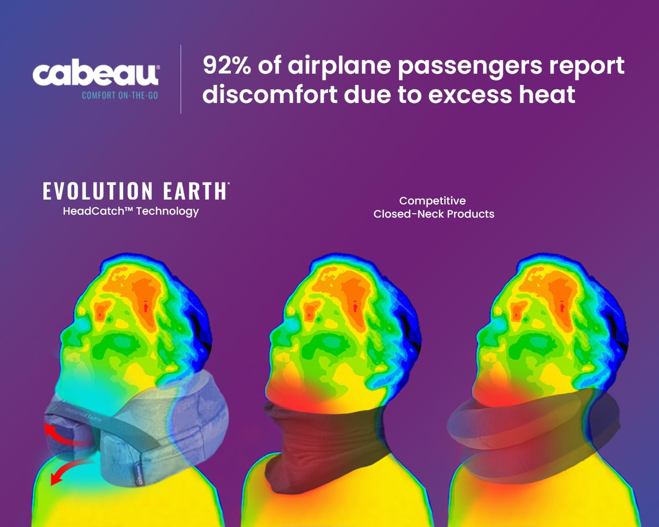 Cabeau Best Neck Pillow for Travel – Evolution Earth – 360° Head, Neck and Chin Support for Sleeping – Sustainable Memory Foam - Removable, Washable Cover with Compact Carrying Case (Water)