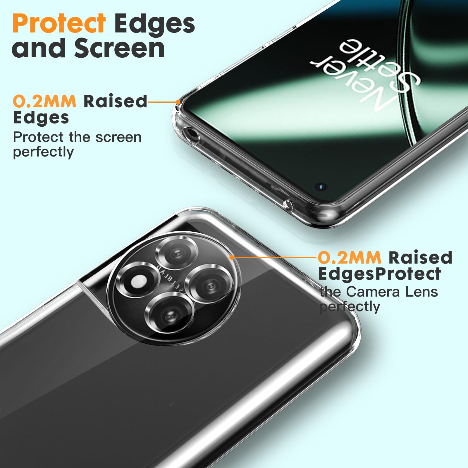 Oududianzi Case for Oneplus 11 5G,Non-Yellowing Shockproof Bumper Protective Phone Cover, Anti-Scratch Soft TPU Back(Transparent)