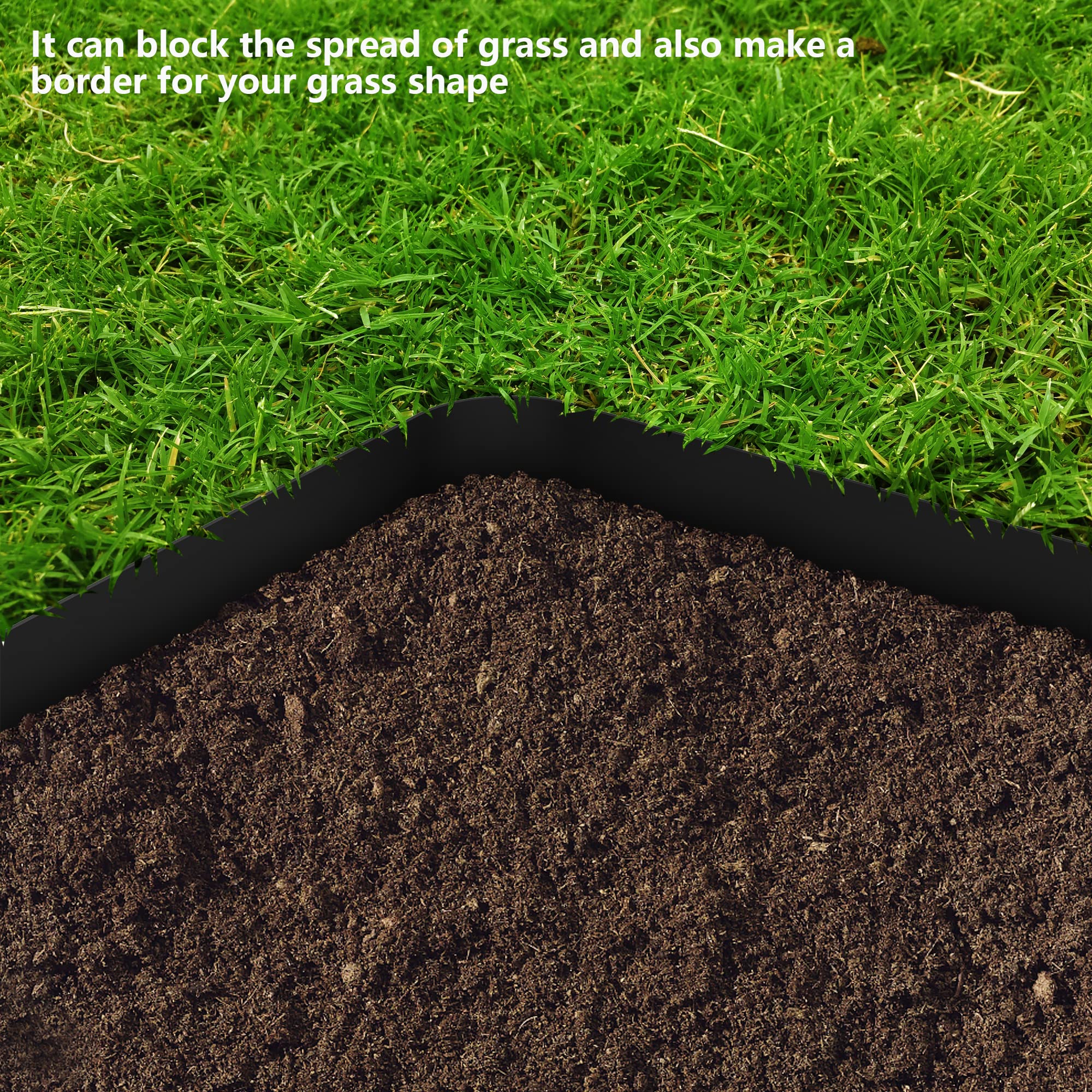 Watayo 30 FT Grass Barrier Landscape Edging Coil -5 inch Depth Terrace Board Edging -Flexible Garden Bed Edging -Weed Barrier Edging for Garden Lawn Area Backyard Driveway Path Sidewalk