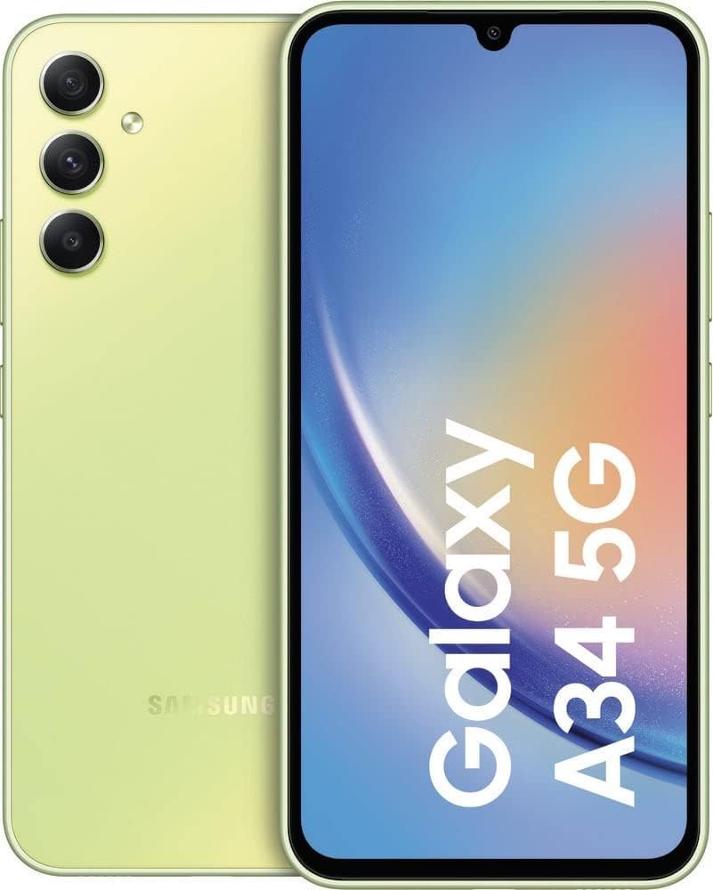 SAMSUNG Galaxy A34 5G + 4G LTE (128GB + 6GB) Unlocked Latin America 1 Year Warranty (T-Mobile/Mint/Tello USA Market) 6.6" 120Hz 48MP Triple + (25W Wall Dual Charger) (Awesome Lime (SM-A346M))