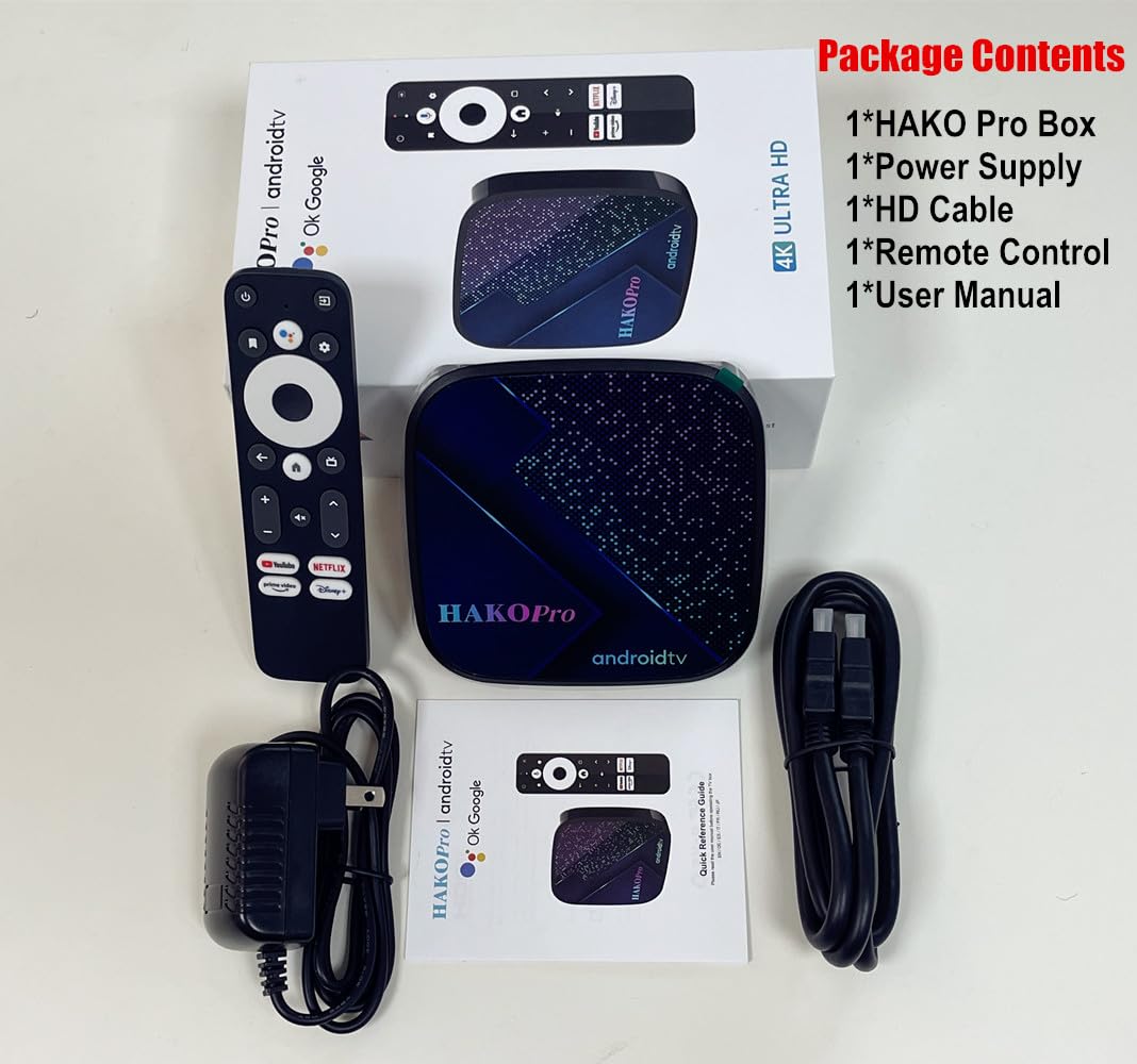Android TV Box, HAKO Pro 4GB 64GB Android 11.0 Amlogic S905Y4-B 2.4G/5G Dual WiFi BT 5.0, AV1, H.265, VP9, HDR 10+, Supports Netflix, Prime Video 4K HDR Box