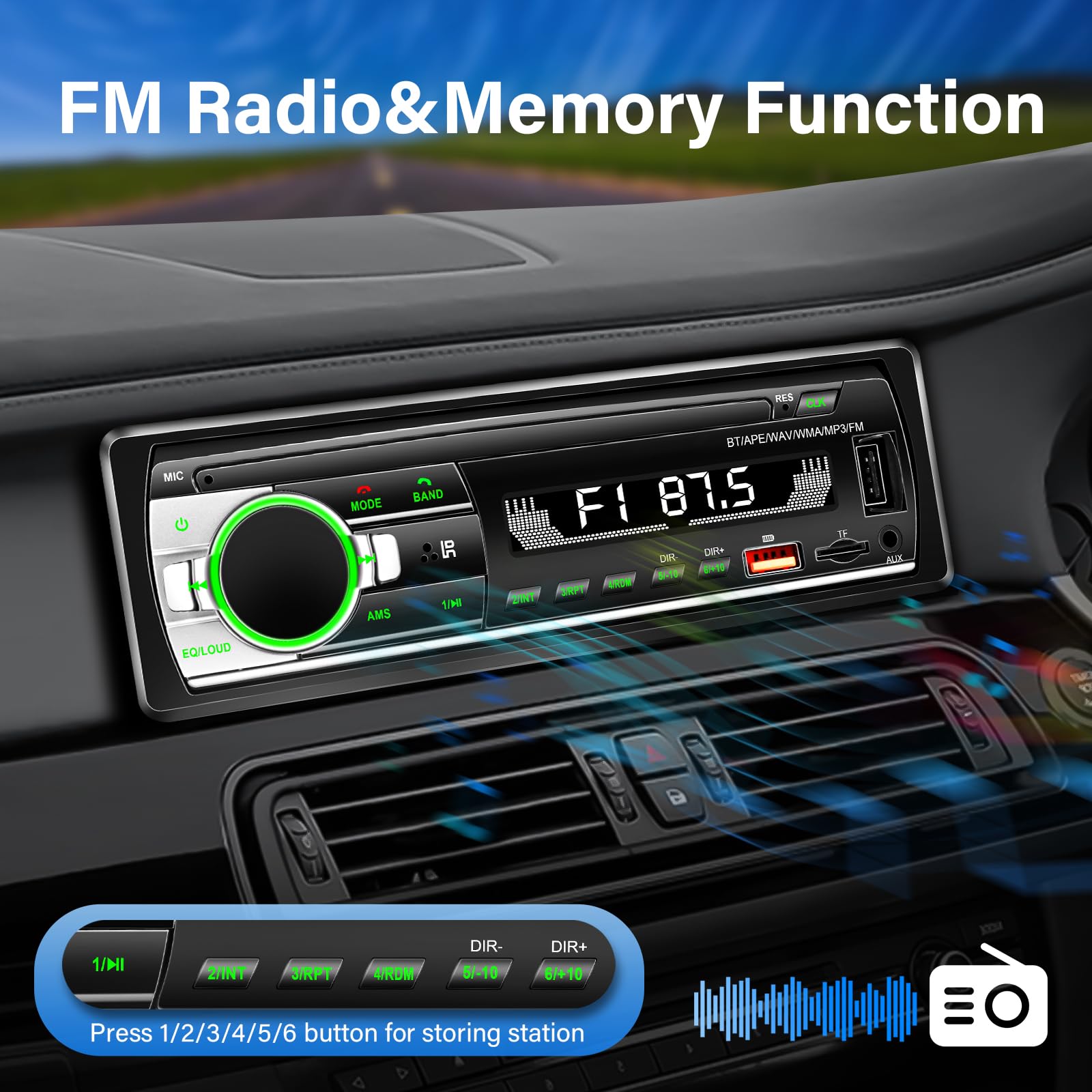 Single Din Car Stereo Bluetooth Car Radio, Car Audio with Handsfree and App Control,LSLYA 4X50W Car Radio supports FM,AUX,USB,TF,EQ,Fast Charging | No CD DVD Player